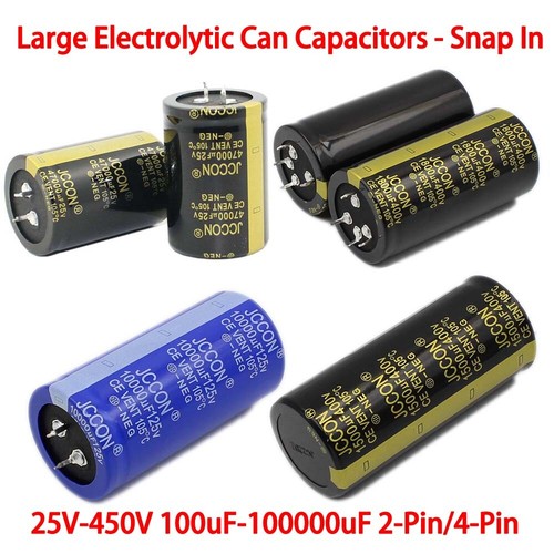 Large Electrolytic Can Capacitors - Snap In 25V-450V 100uF-100000uF 2 ...