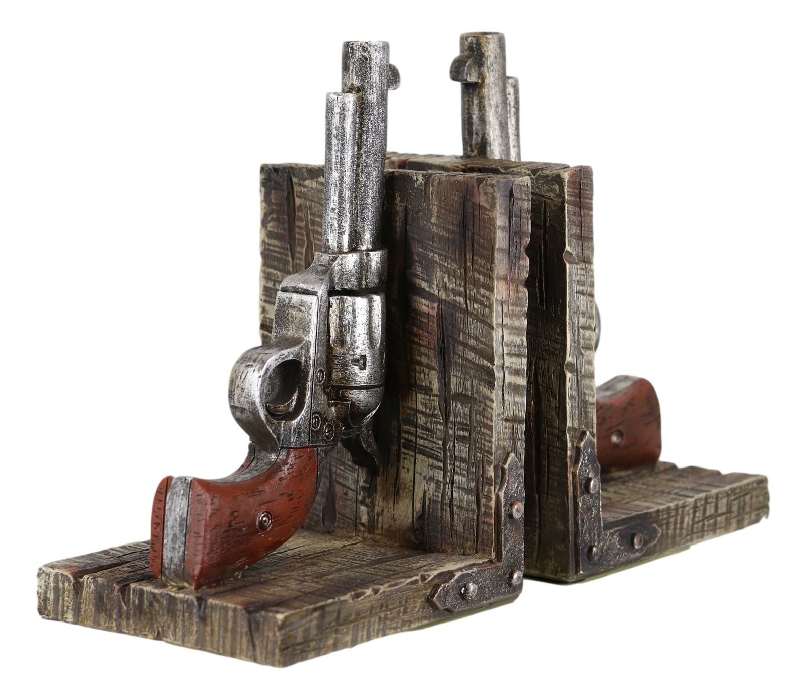 Rustic Western Double Revolvers Six Shooter Gun Pistols Bookends ...