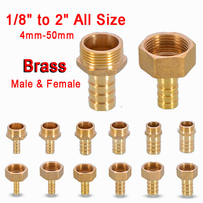 BSP Brass Male/Female Thread Fitting x Barb Hose Tail End Connector 1/8 ...
