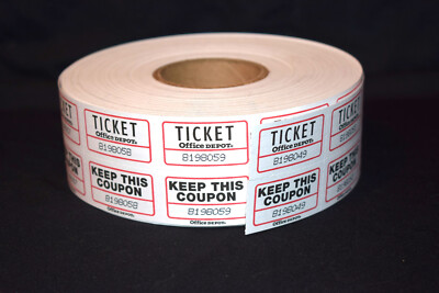 Raffle Tickets ~ Split the Pot 50/50 Roll ~ White ~ Double Stub~Not a ...