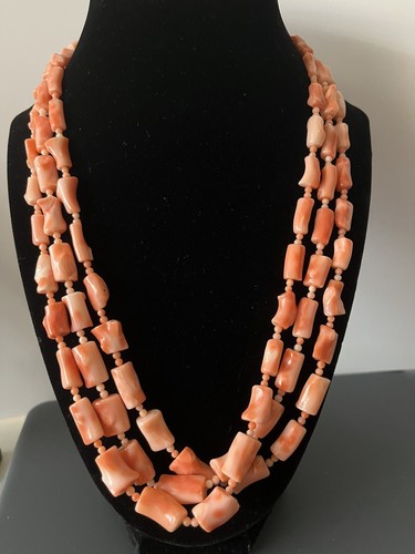 Gorgeous Multi-String Coral Necklace With 14 K Gold Flower Clasp Gift ...