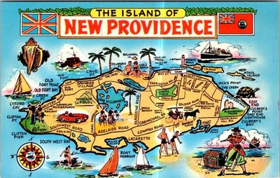 The Island of New Providence Map Multiview Chrome Postcard | eBay