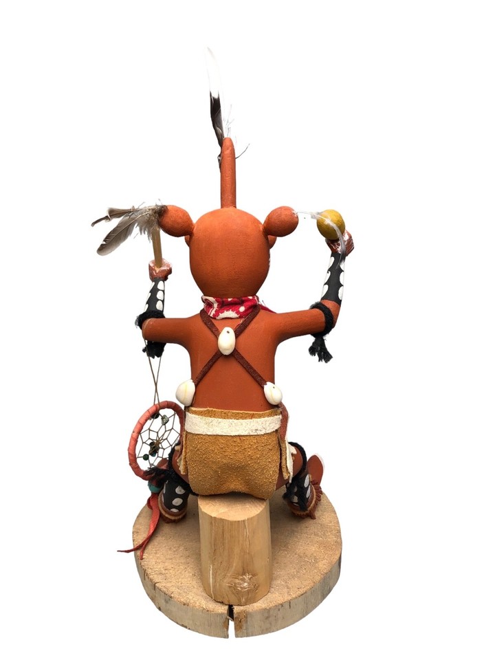 Rare Hopi Mudhead Kachina Doll Seated Drummer w/Dreamcatcher by Robert ...