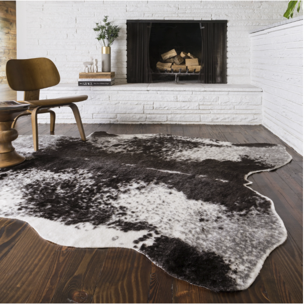 Faux Cowhide Area Rug Grey 3'10 x 5' Rustic Area Carpet Home Decor ...