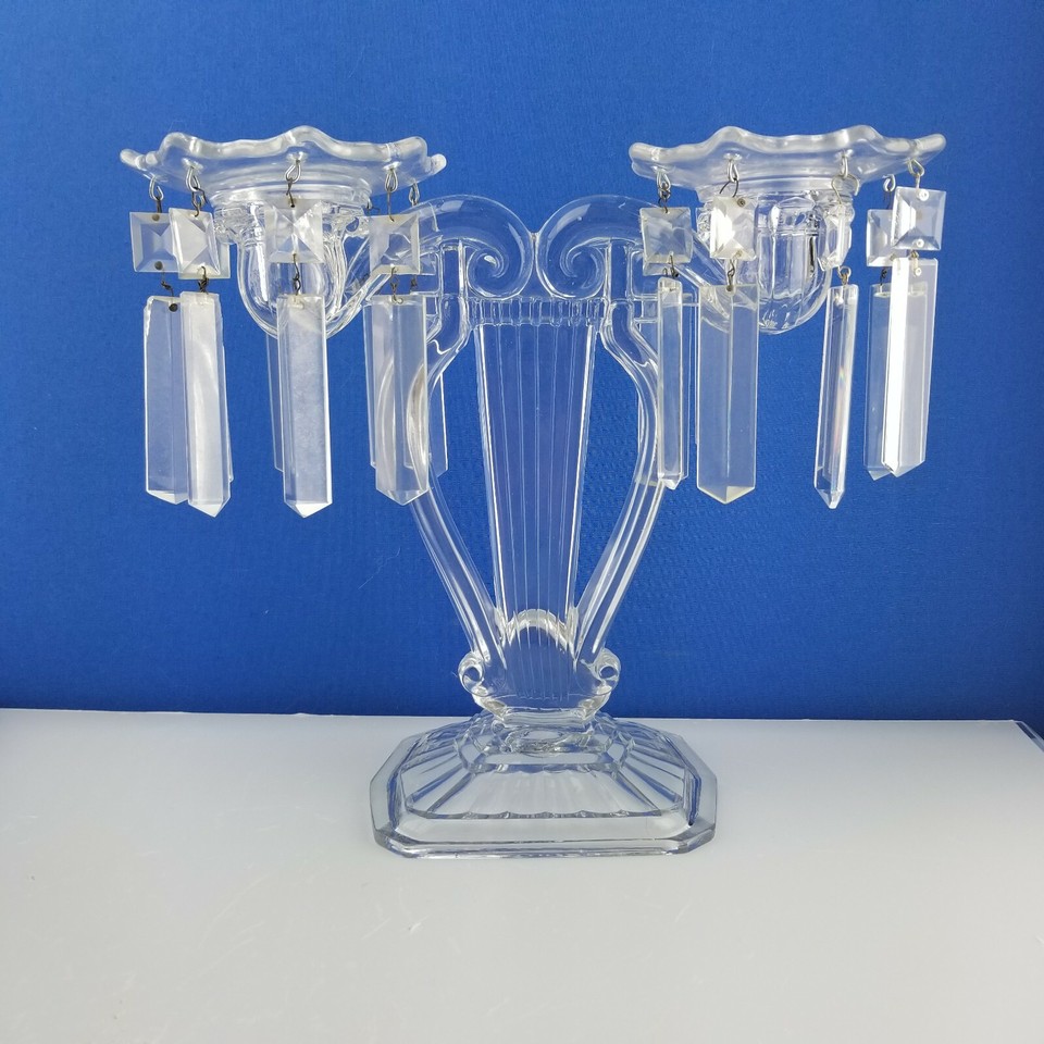 RARE Pair Cambridge "Lyre" Harp 1936-39 2 Light Candelabra Candlestick ...