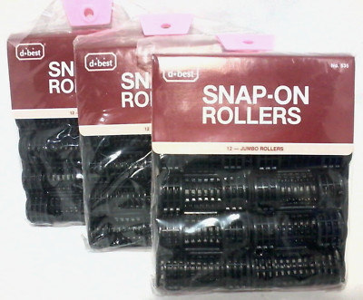 Snap-on Hair Rollers Curlers DBest Model No. 535, 3 Packages (36 Jumbo ...