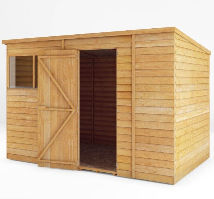 10x6 PENT WOODEN SHED SINGLE DOOR WINDOWS OUTDOOR GARDEN STORAGE 10ft x ...