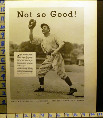 1935 BASEBALL PLAYER CATCH BIG LEAGUE GAME BALL BASE SPORT AD J36 | eBay