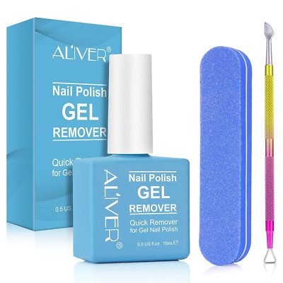Gel Nail Polish Remover 0.5 Fl Oz with Nail File & Nail Polish Scraper ...