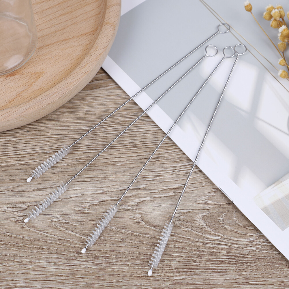 4pcs Bottle spiral soft straw stainless steel Drinking Straws Cleaning ...