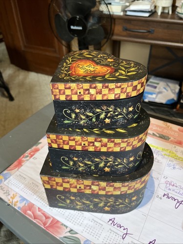 Heart Shaped Stacking/Nestling Boxes “Live Simply” Bob's Boxes | eBay