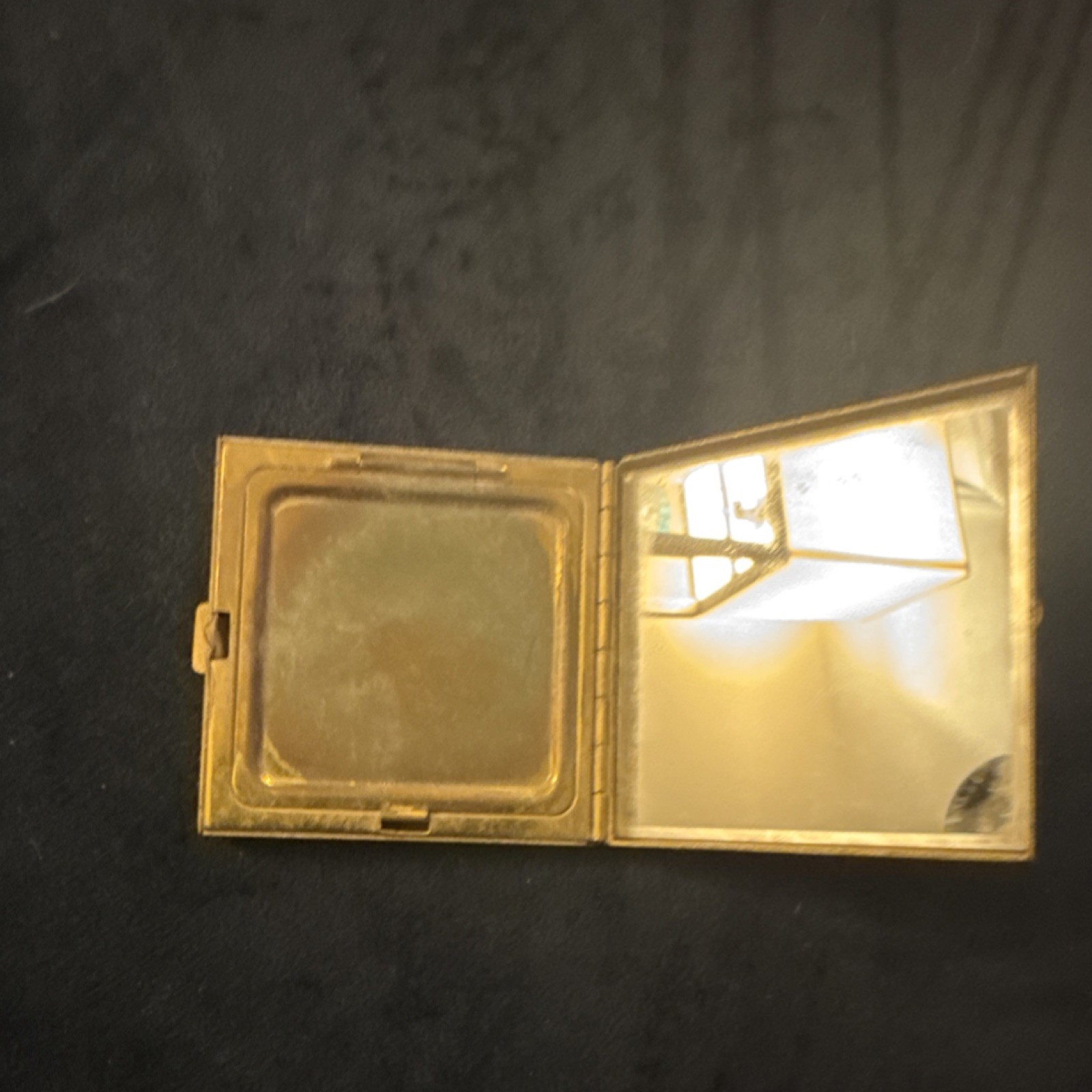 Vintage Square Gold Tone Cosmetic Compact with Mirror and Jeweled ...