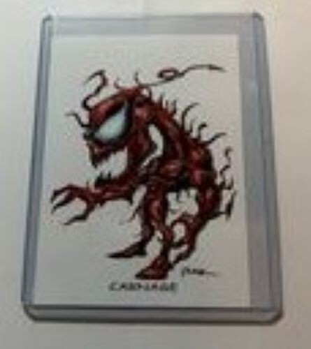 CARNAGE ** TRADING CARD ART SIGNED by RAK ** MARVEL COMICS NEAR MINT NO ...