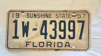 Vintage Unrestored Florida License Plate 1957 | eBay