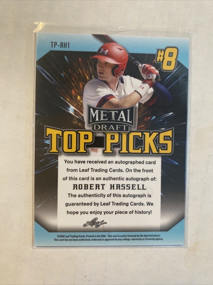 2020 Leaf Metal Draft Robert Hassell Prospect Auto Autograph Silver ...