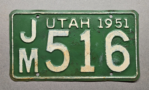 🐾 1951 UTAH "PASSENGER" LICENSE PLATE (JM-516) | eBay