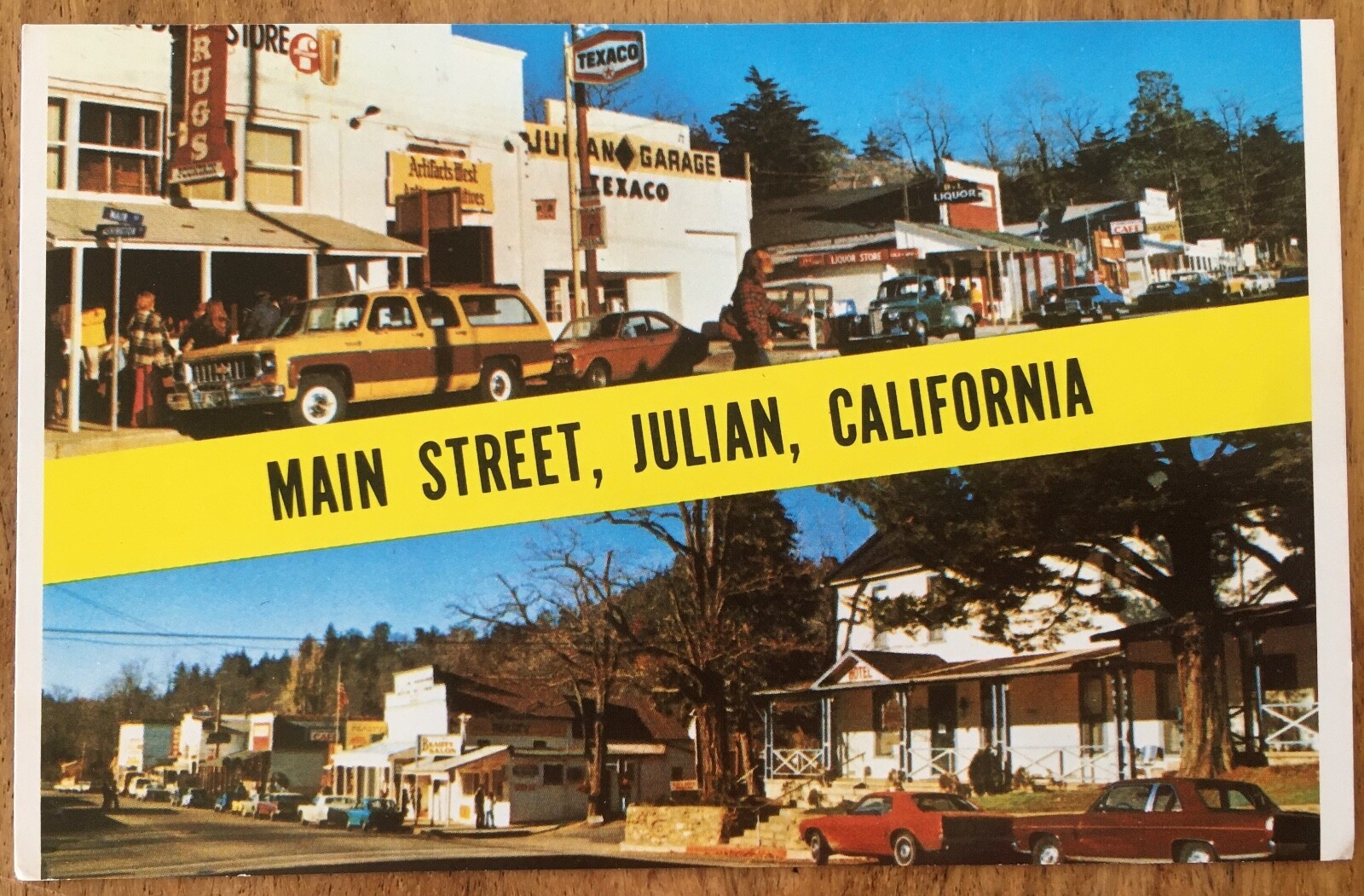MAIN STREET, JULIAN, CALIFORNIA Postcard ~ Texaco Gas Vintage cars inc ...