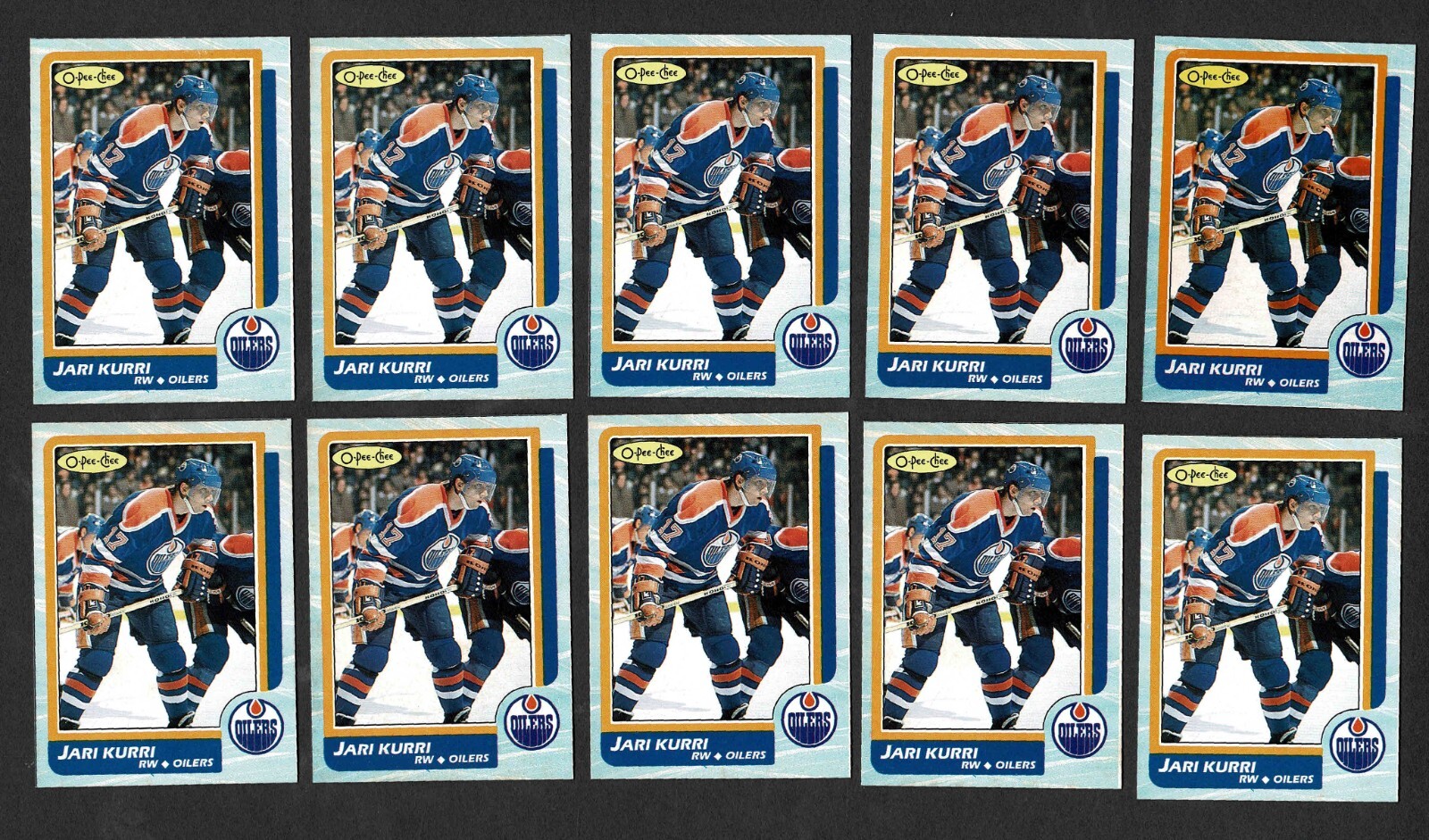 1986-87 O-Pee-Chee Lot of Ten MINT Edm Oilers' Jari Kurri Box Bottom ...