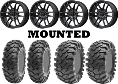 Kit 4 Maxxis MU511/MU521 Tires 27x9-14/27x11-14 on MSA M43 Fang Matte ...