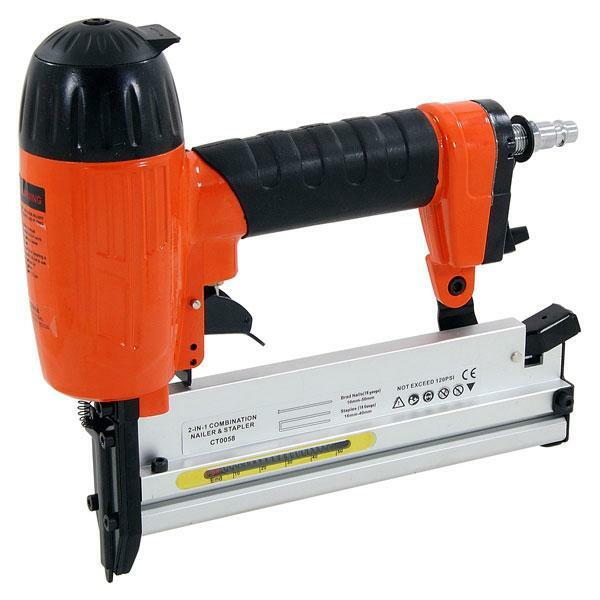 AIR NAILER & STAPLER UPHOLSTERY TACKER TOOL 50MM KIT HEAVY DUTY 2 IN 1 ...