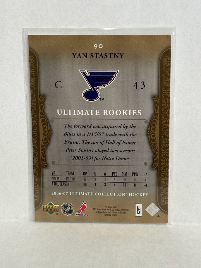 Yan Stastny 2006-07 Ultimate Collection Ultimate Rookies Rookie Card ...