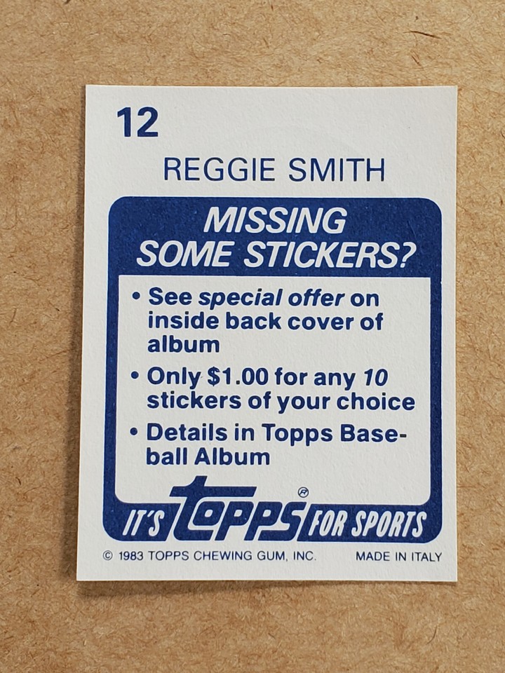 1983 TOPPS BASEBALL STICKERS YOU PICK FREE SHIPPING 50% OFF 2 OR MORE ...