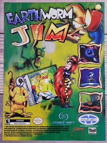 Earthworm Jim Nintendo GBA Game Boy Advance Official Promo Ad Art Print ...