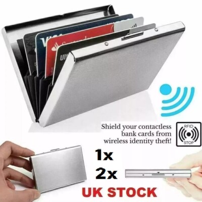 1/2x RFID Blocking Credit Card Holder Aluminium Wallet Slim Metal ...