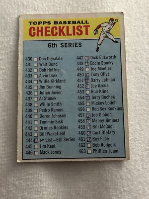 1966 Topps Baseball set #444 6th Series Checklist Marked H550 | eBay