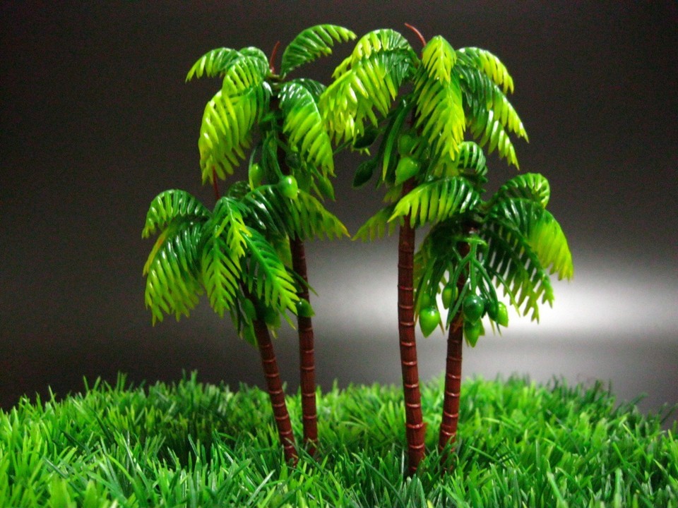 3 Plastic Palm Trees Toys Model 6'' Miniatures Plant Decor Dollhouse ...