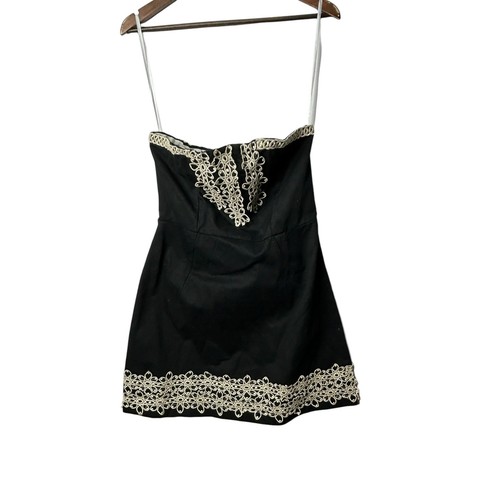 NWT Boutique Mud Pie Black Blakely Strapless Dress Gold Lace medium ...