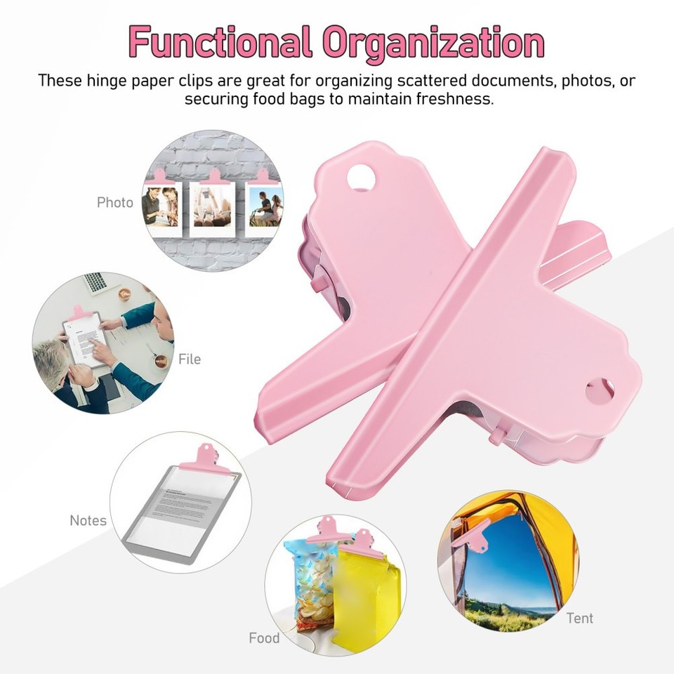 3 Pcs Bulldog Clips Metal Paper Clips Document File Clips Chip Bag ...
