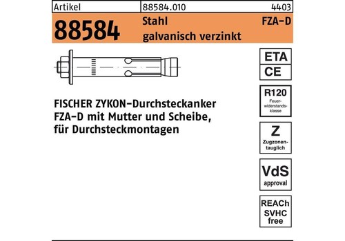 fischer Durchsteckanker R 88584 ZYKON FZA-D 18x100 M12D/20 Stahl ...