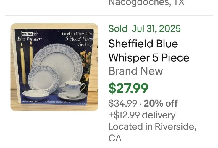 20pc Vtg Sheffield BLUE WHISPER Porcelain Dinnerware Service/4 Plates ...