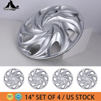 14" Set of 4 Silver Wheel Covers Snap On Full Hub Caps fit R14 Tire ...