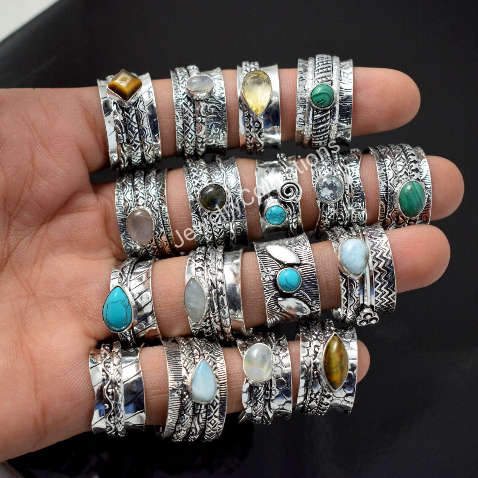 Multi Stone Rings 925 Silver Plated Ring Wholesale Lot Rings Bulk Lot ...