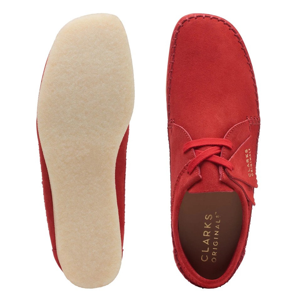 Clarks Originals Mens Weaver Oxfords Lace Up Shoes Red Suede | eBay