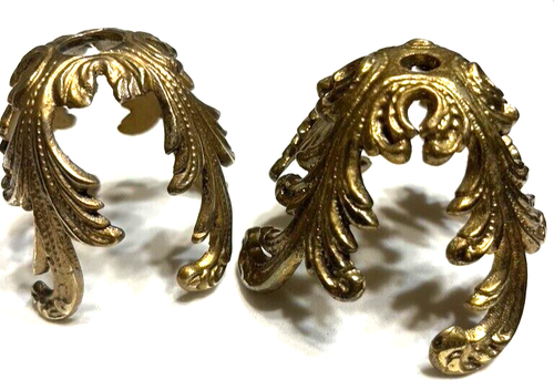 2 Antique cast brass embossed leaf decorative socket covers | eBay
