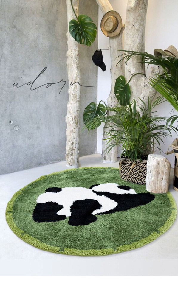 Cute Cartoon Panda Round Carpets Plush Fluffy Area Rug Thicken Floor ...