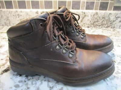 BROWN LEATHER DISTRESSED TIMBERLAND LACE UP MOUNTAINEERING HIKING BOOTS ...