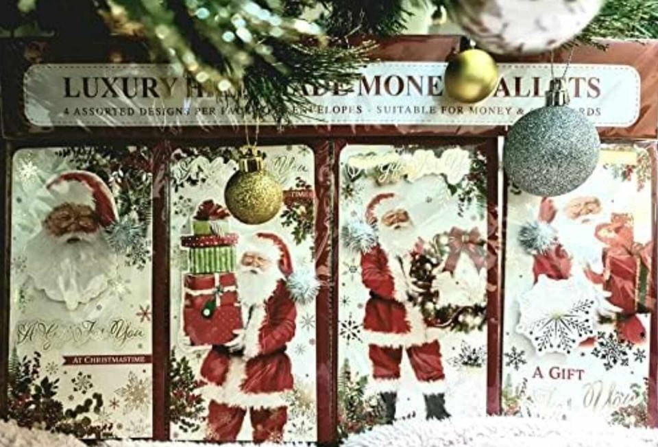 4 Pack Luxury Traditional 3D Christmas Money Wallets NEW Santa ...