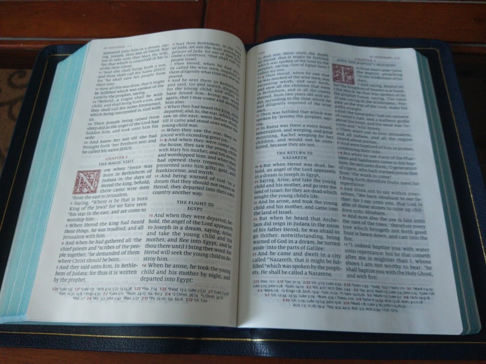 KJV Schuyler Canterbury Holy Bible Blue Goatskin Full Yapp | eBay