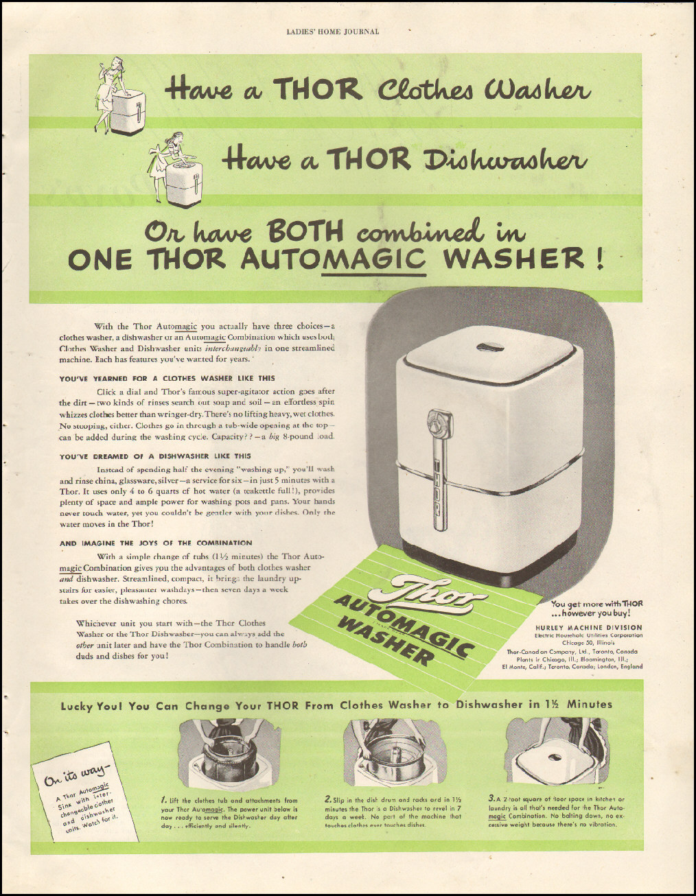 1947 Vintage ad for Thor Automagic washer`retro appliance 071518 | eBay