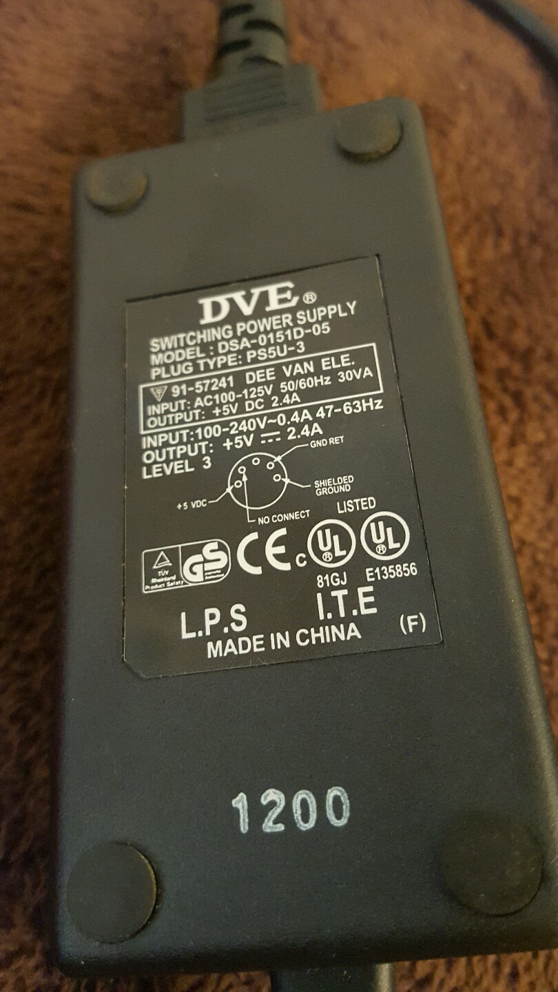 AC Adapter Dsa-0151d-05 DVE Switching Power Supply 5v 2.4a for sale ...
