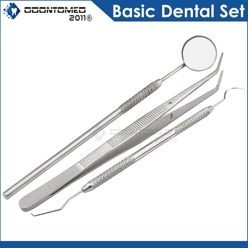 Basic Dental Instruments Set Mouth Mirror Explorer #5 Cotton Plain ...