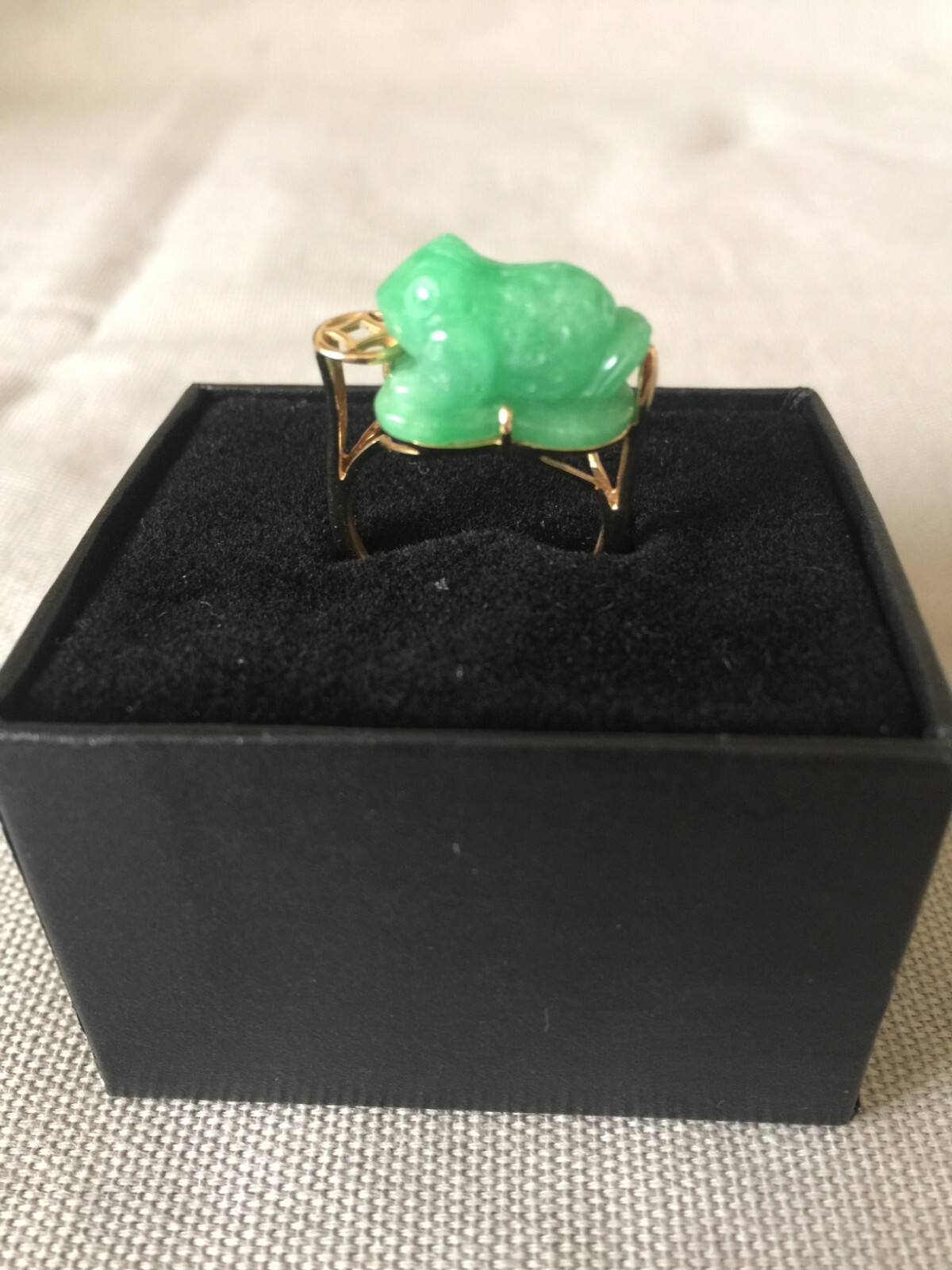 Green Jade Frog Ring Size 7-1/4 14K Yellow Gold | eBay
