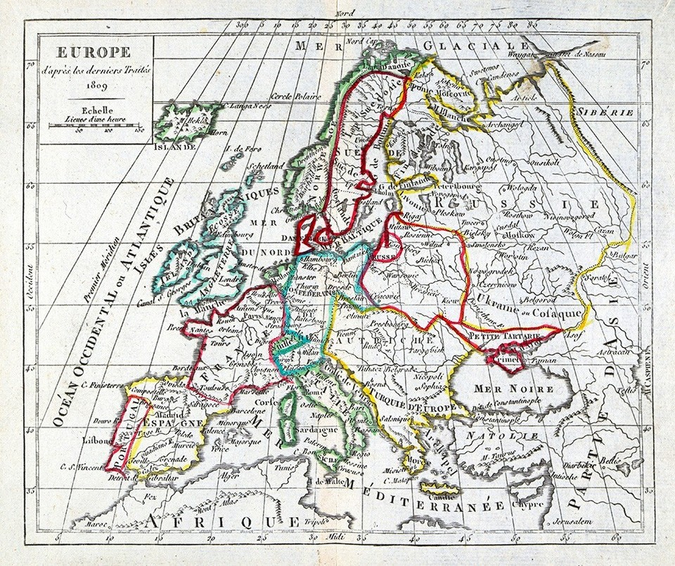 1809 Delalain Map Europe France Spain Germany Italy Poland Sweden ...