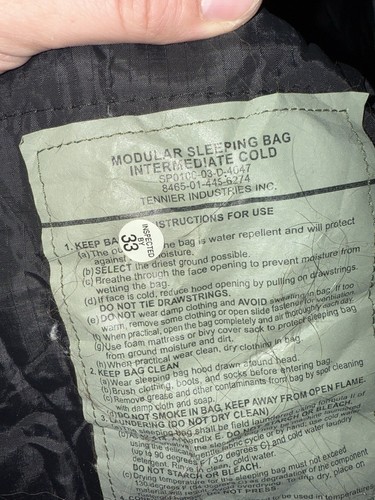 US Military 4 Piece Modular Sleeping Bag Sleep System MSS w/G Bivy ...