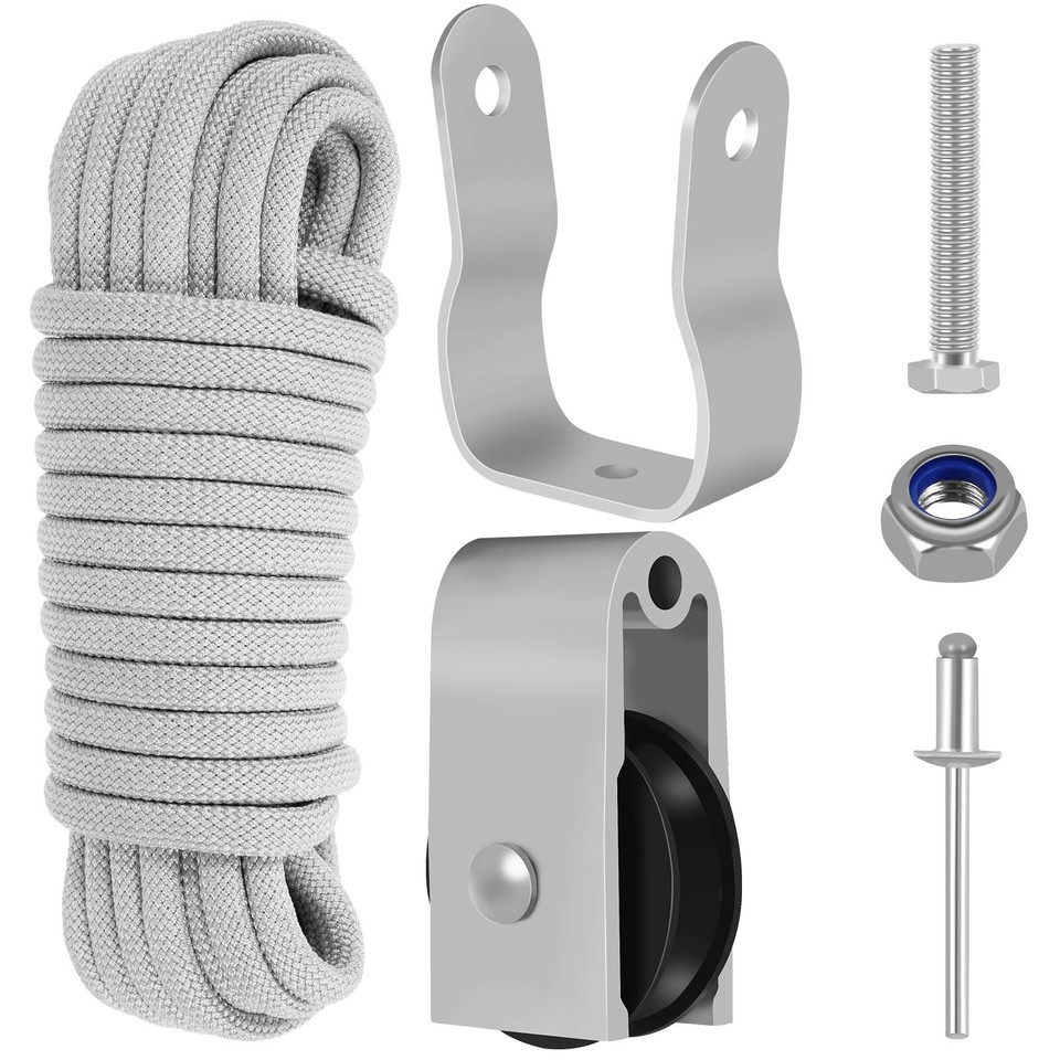 Extension Ladder Pulley Kit 40Ft Telescopic Ladder Rope and Pulley Kit ...