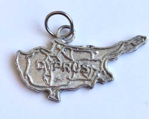 Vintage 830 Silver CYPRUS Map Charm - Gem